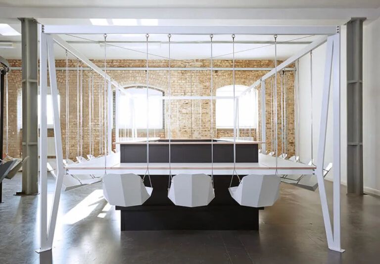 Swinging, Suspended Stools Make a Fun Addition to a Bar | Designs ...