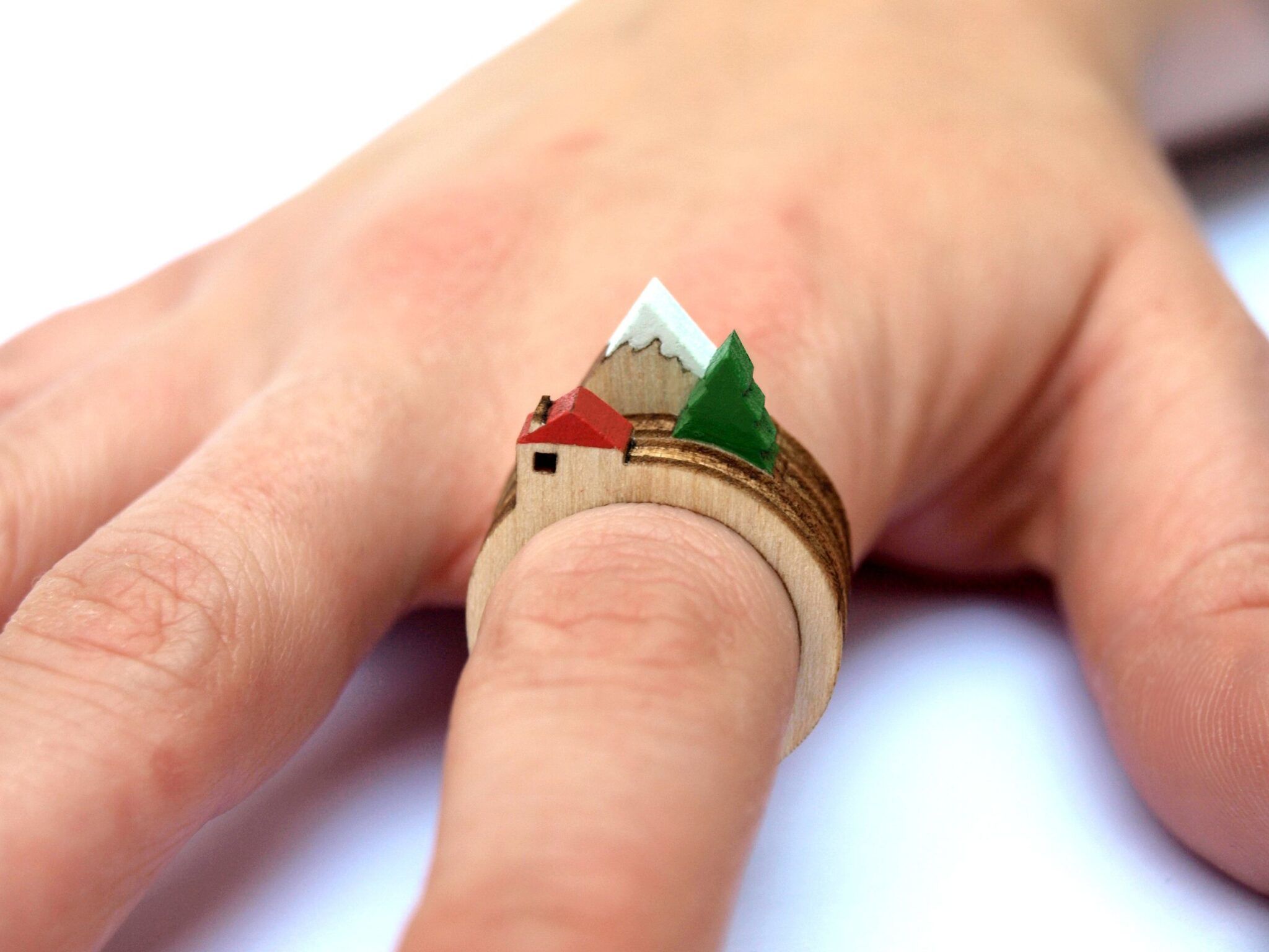 Tiny Wooden Landscapes to Wear On Your Finger | Designs & Ideas on Dornob